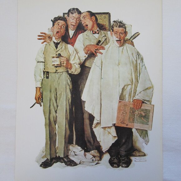 Norman Rockwell | Art | 85x1 Norman Rockwell Bookplate Print Barbershop ...